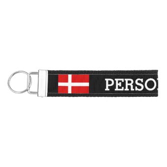 Custom Danish flag wrist keychain for Denmark | Zazzle