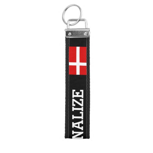 Custom Danish flag wrist keychain for Denmark | Zazzle