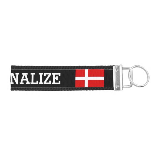 Custom Danish flag wrist keychain for Denmark | Zazzle