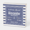 Custom Dark Blue and White Nautical Wooden Box Sign | Zazzle