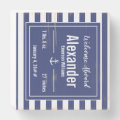 Custom Dark Blue and White Nautical Wooden Box Sign | Zazzle