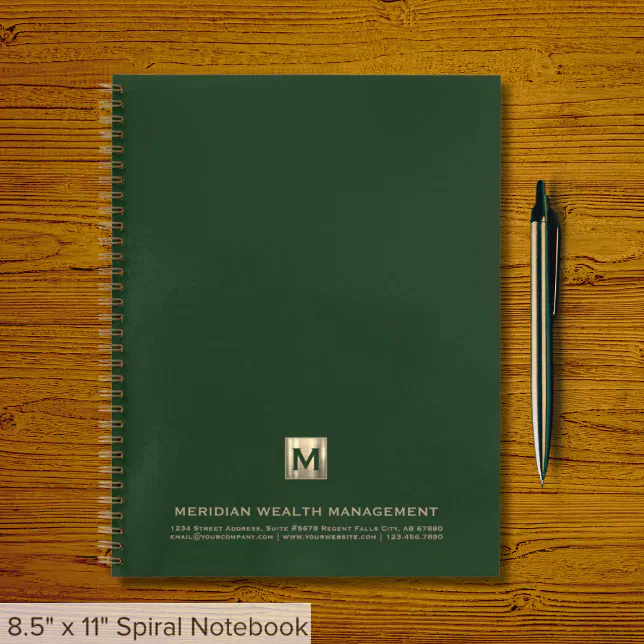 Custom Dark Green Gold Monogram Notebook | Zazzle