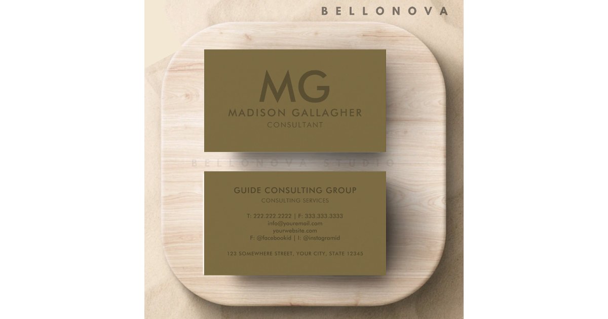 Custom Dark Olive Green Brown Professional Business Card | Zazzle