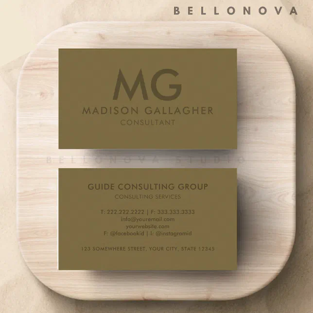 Custom Dark Olive Green Brown Professional Business Card | Zazzle