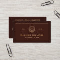 Custom Dark Red Maroon Brown Monogram Law Office Business Card | Zazzle