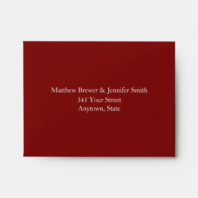 Custom Dark Red & White Envelope with Address | Zazzle