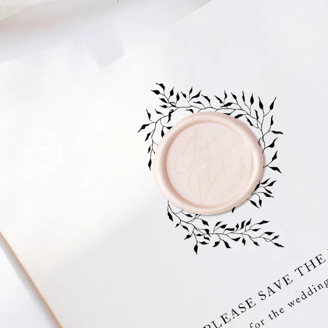 Custom Date Minimal Elegant Script Save the Date Wax Seal Sticker | Zazzle
