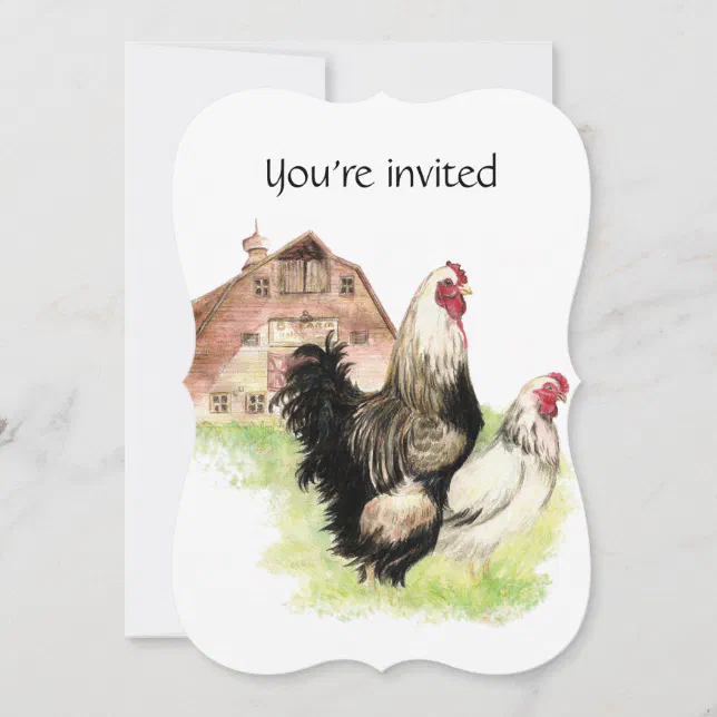 Custom Dated Birthday Party Chicken farm Invitation | Zazzle