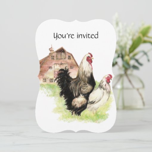 Custom Dated Birthday Party Chicken farm Invitation | Zazzle