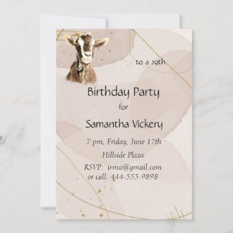 Custom Dated Birthday Party Goat Farm Animal Invitation | Zazzle