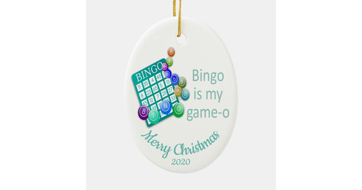 Custom Dated Christmas Fun Bingo Quote Ceramic Ornament | Zazzle