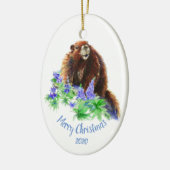 Custom Dated Christmas Marmot, Groundhog Animal Ceramic Ornament | Zazzle