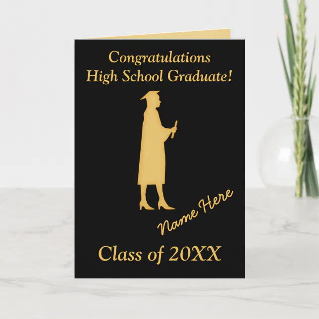 Custom Daughter Graduation Cards, Black and Gold Card | Zazzle
