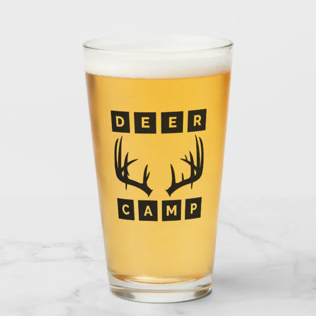 Custom Deer Hunting Camp Beer Glass Cup | Zazzle