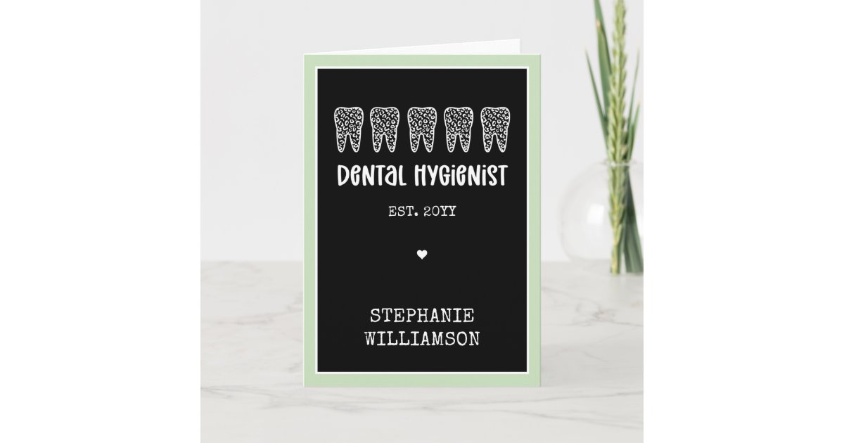 Custom Dental Hygienist Leopard Print Teeth Card | Zazzle