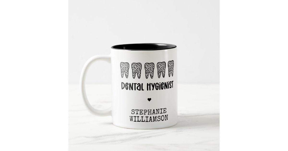 Custom Dental Hygienist Leopard Print Teeth Two-Tone Coffee Mug | Zazzle