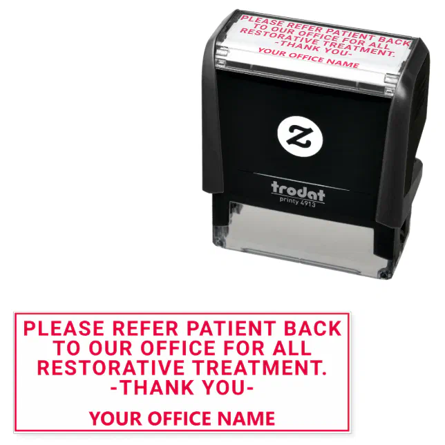 Custom Dental Office Specialist Referral Message Self-inking Stamp | Zazzle