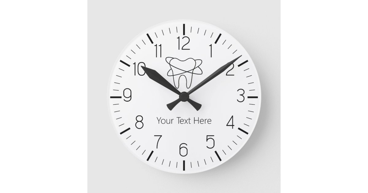 Custom Dentist Office Dental White Tooth Clock | Zazzle