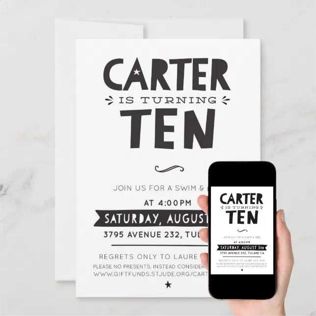 CUSTOM DESIGN modern birthday party for Carter Invitation | Zazzle