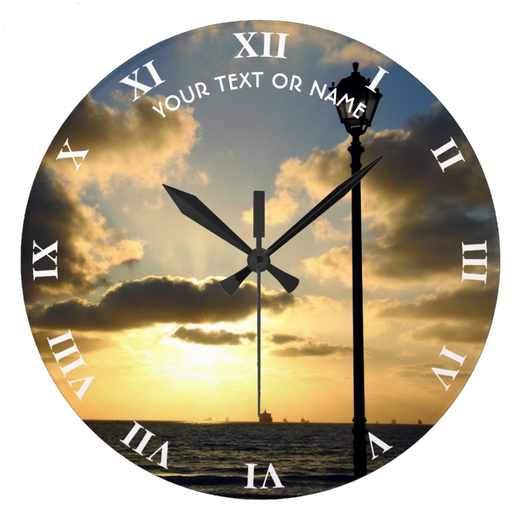 Custom Design With Your Own Photo And Your Text Large Clock | Zazzle