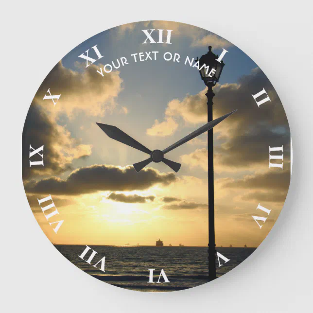 Custom Design With Your Own Photo And Your Text Large Clock | Zazzle