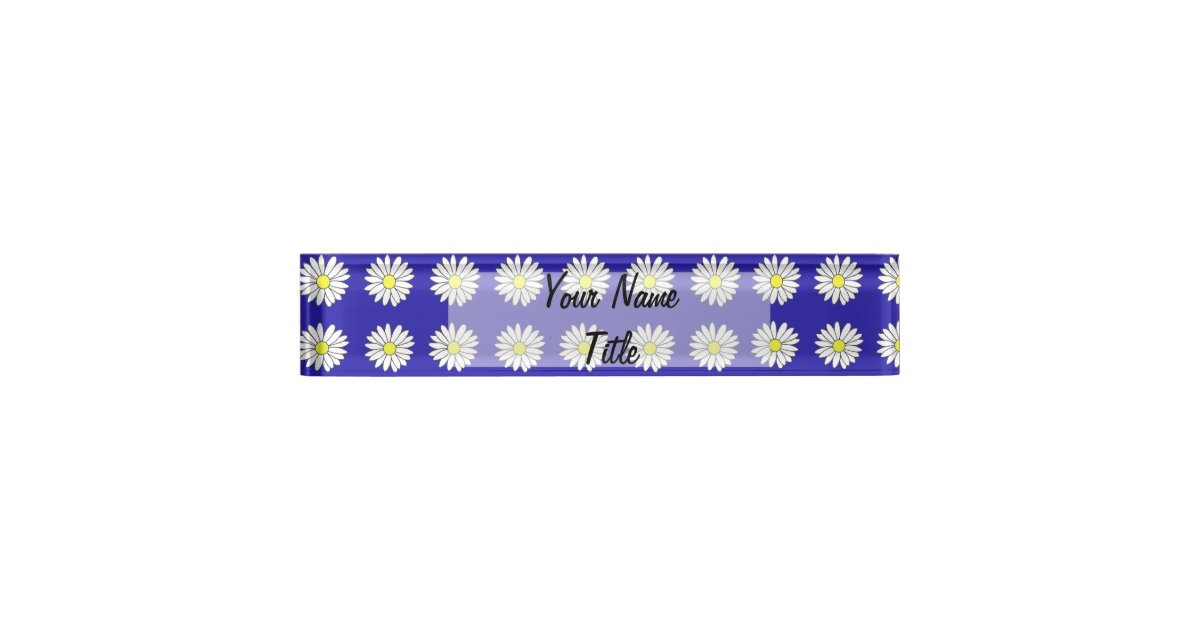 Custom Desk Name Plate Blue Daisies Daisy | Zazzle