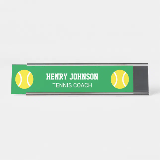 Custom desk name plate for tennis coach | Zazzle