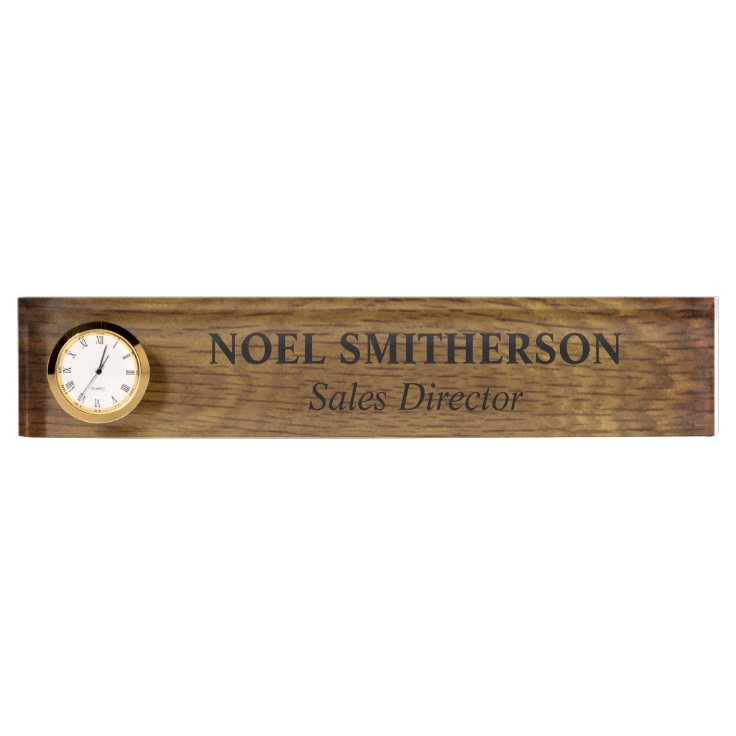 Custom Desk Name Plate With Clock | Zazzle