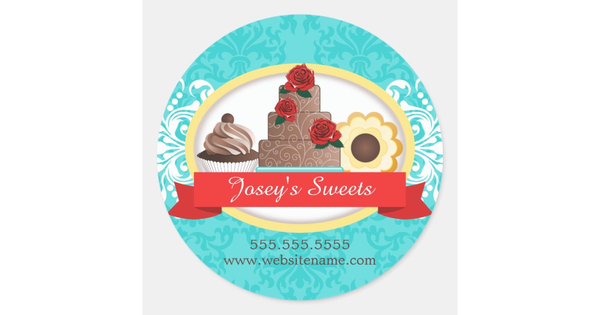 Custom Desserts Bakery Box Seals | Zazzle