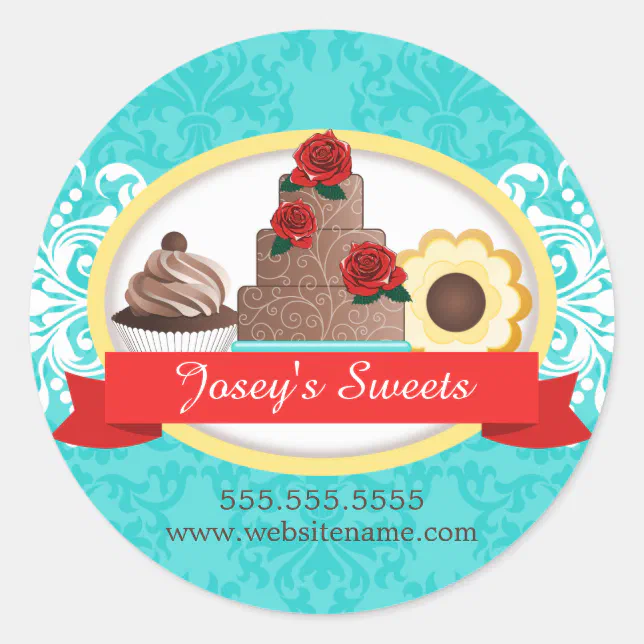Custom Desserts Bakery Box Seals | Zazzle
