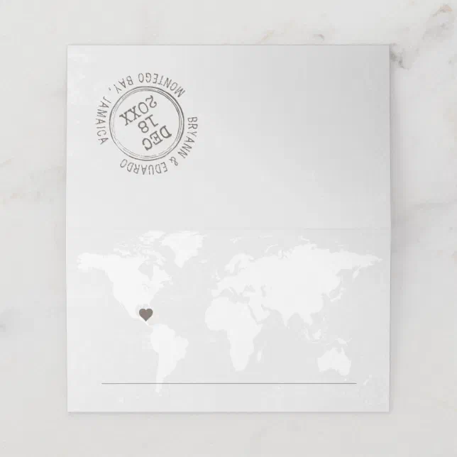 Custom Destination Stamp World Map ALL EDITABLE Place Card | Zazzle