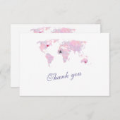 Custom Destination World Map Wedding Thank You Card | Zazzle