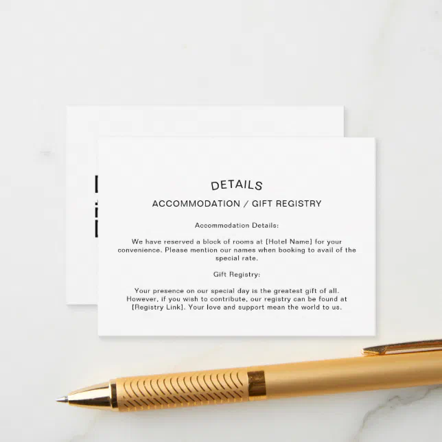 CUSTOM DETAILS CARD TEMPLATE - ADD COLOR/IMAGES | Zazzle