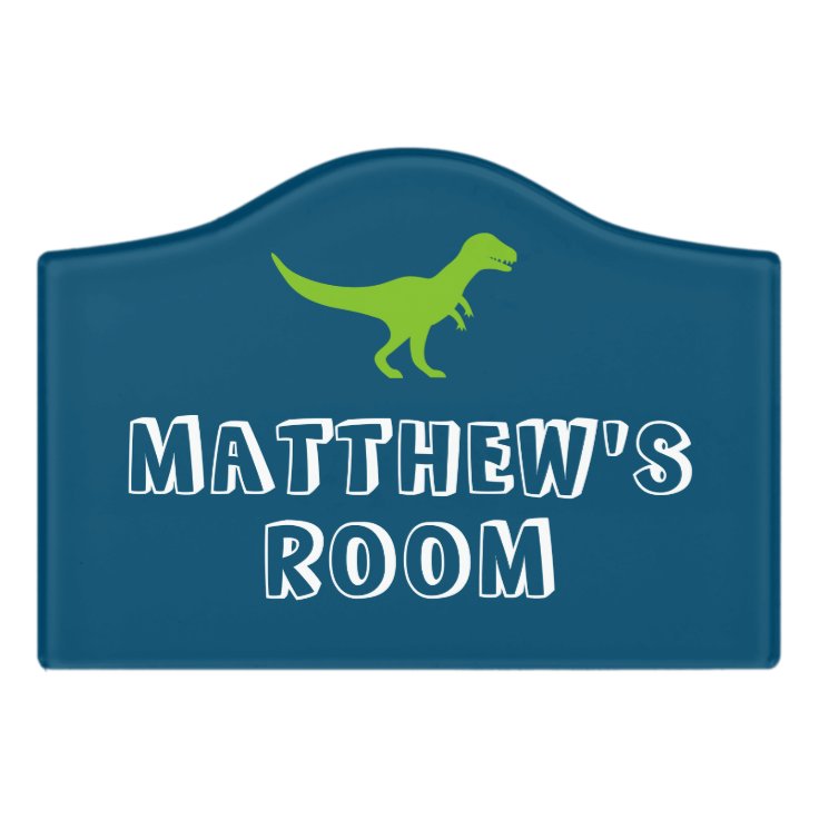 Custom dinosaur door sign for kid's bedroom | Zazzle