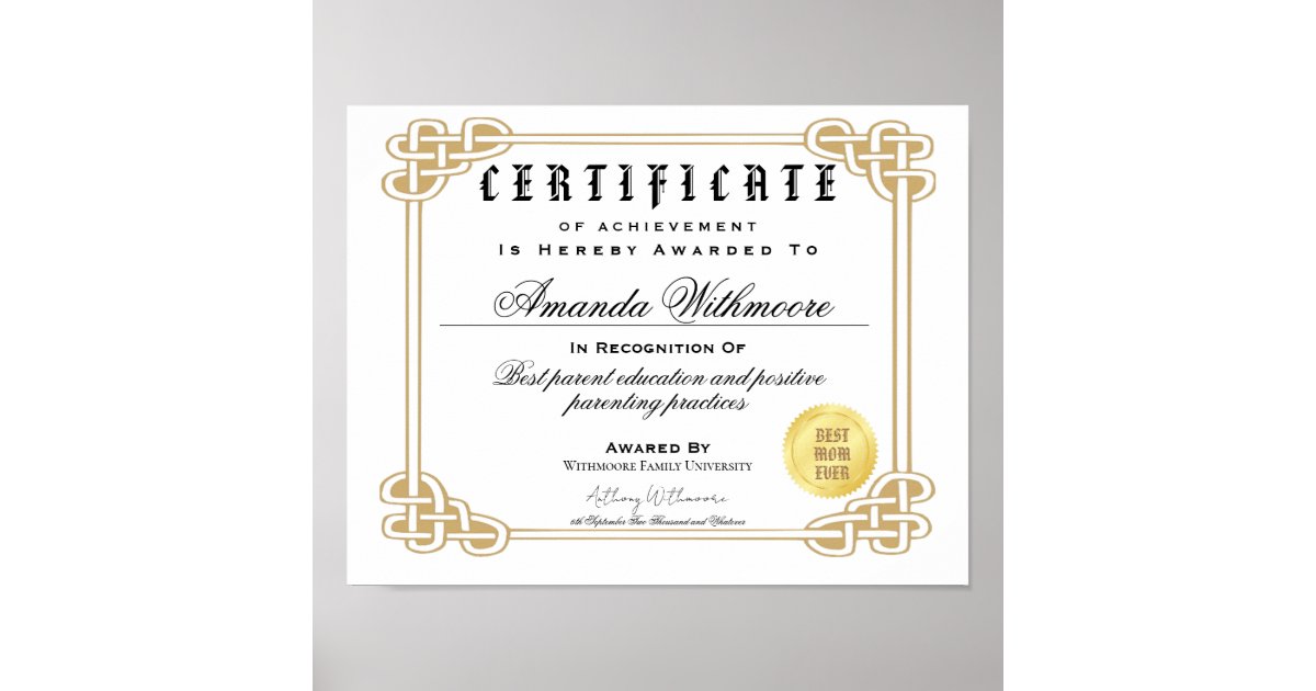 Custom Diploma Certificate Templates Poster | Zazzle