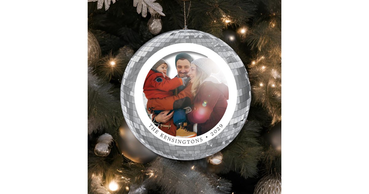 Custom Disco Ball with Front and Back Photos Ceramic Ornament | Zazzle
