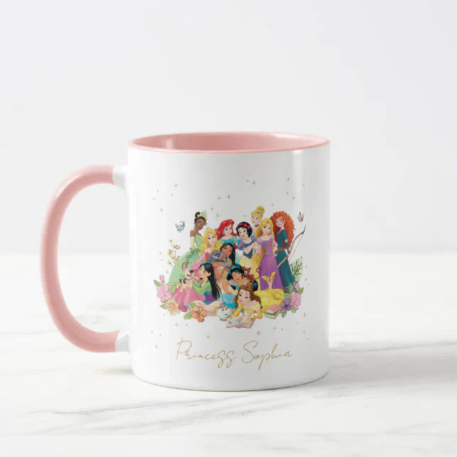 Custom Disney Princess Gold Floral Mug | Zazzle
