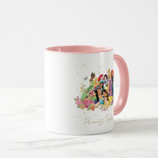 Custom Disney Princess Gold Floral Mug | Zazzle