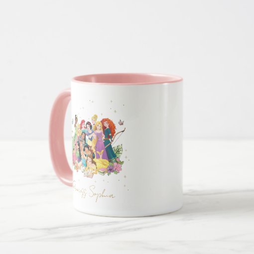 Custom Disney Princess Gold Floral Mug | Zazzle