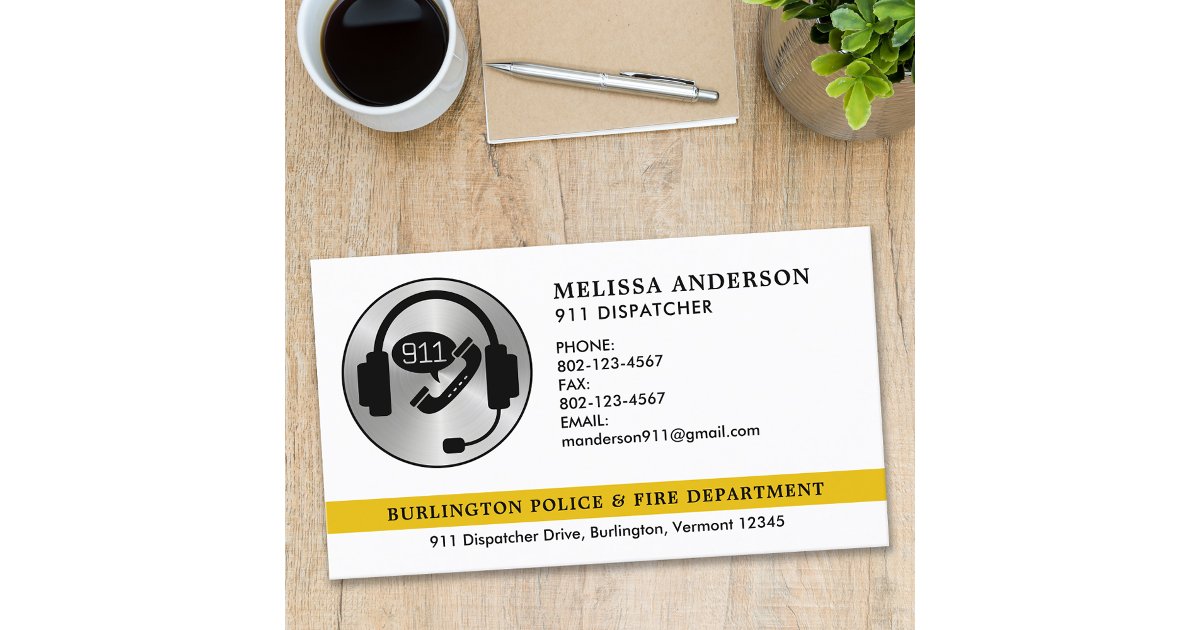 Custom Dispatcher Emergency Services Employee Logo Business Card | Zazzle