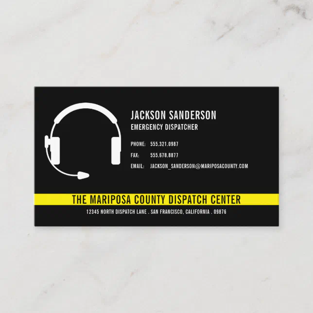Custom Dispatcher Emergency Services Employee Logo Business Card | Zazzle