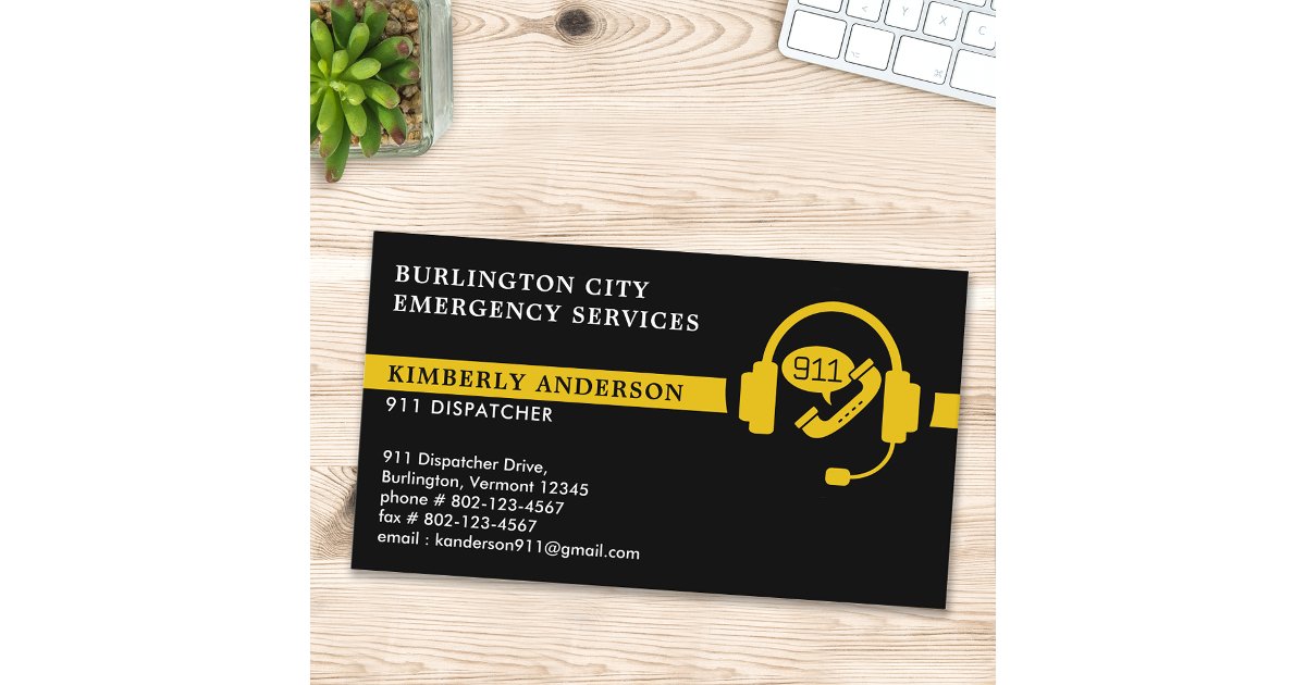 Custom Dispatcher Modern 911 Emergency Dept Logo Business Card | Zazzle