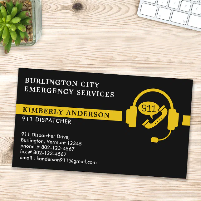 Custom Dispatcher Modern 911 Emergency Dept Logo Business Card | Zazzle