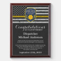 Custom Dispatcher Retirement 911 Thin Gold Line Award Plaque | Zazzle