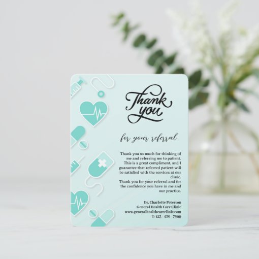 Custom Doctor Patient Referral Thank You Card | Zazzle
