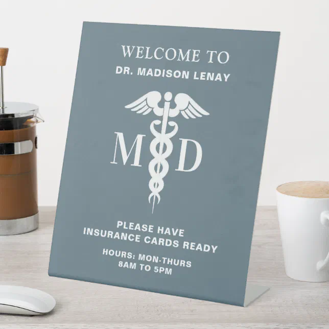 Custom Doctors Office Business Hours Custom Name Pedestal Sign | Zazzle