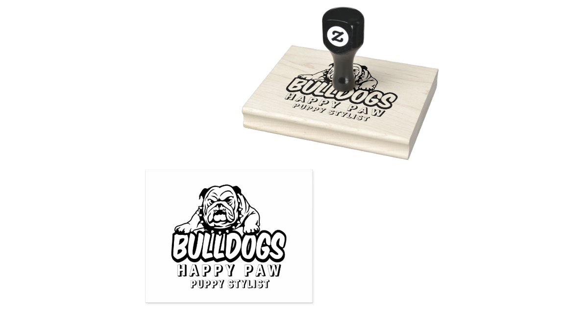 Custom Dog Bulldog Portrait Stamp,happy paw Rubber Stamp | Zazzle