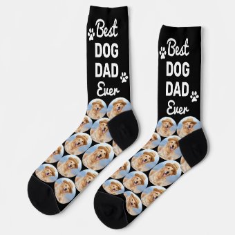 Custom DOG DAD Personalized Pattern Pet Photo Crew Socks | Zazzle