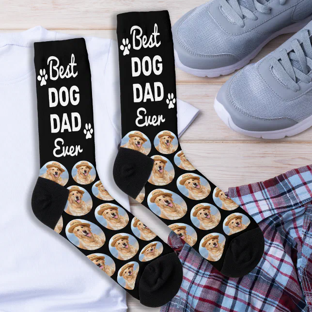 Custom DOG DAD Personalized Pattern Pet Photo Crew Socks | Zazzle