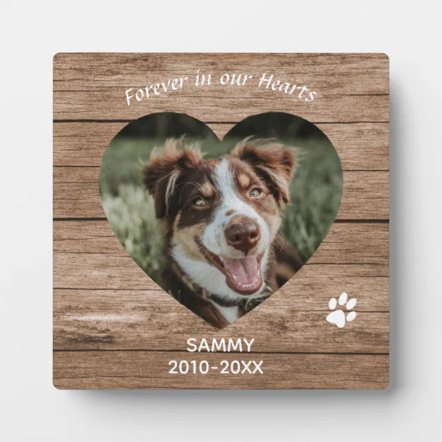 Custom Dog Memorial Rustic Wood & Photo Plaque | Zazzle